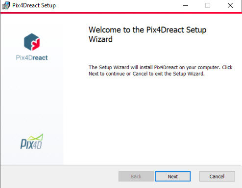 Software download and installation - PIX4Dreact